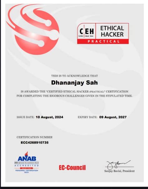 Dhananjay Sah On Linkedin Excited To Announce That I Have Earned My Certified Ethical Hacker Ceh