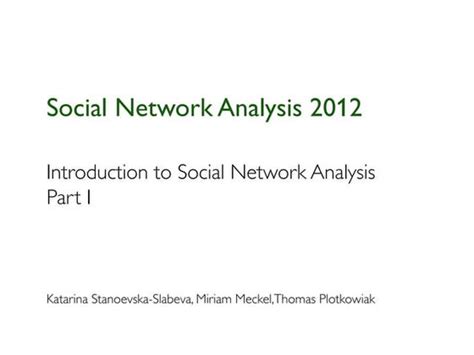 Introduction To Social Network Analysis Ppt