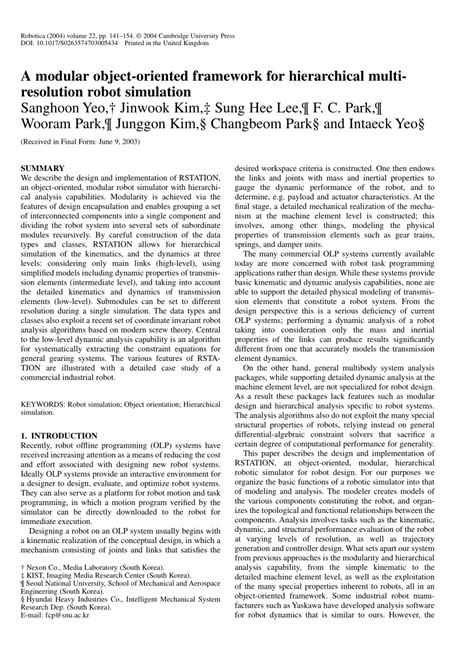 Pdf A Modular Object Oriented Framework For Hierarchical Multi