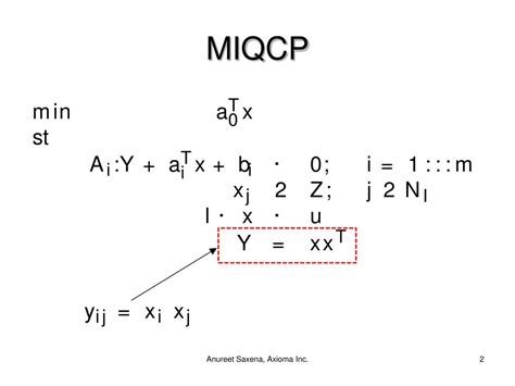 Ppt Convex Relaxations Of Non Convex Mixed Integer Quadratically Constrained Problems