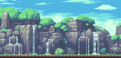 Video Game Style Pixel Art Landscape Animated By Whypeoplerage On