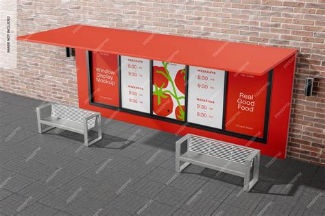 Premium Psd Rectangular Window Display Mockup High Angle View