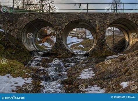 water overflow under the bridge in aizkraukle in latvia 1 stock image image of england