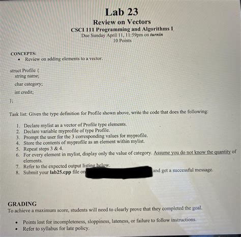 Solved Lab Review On Vectors CSCI Programming And Chegg Com