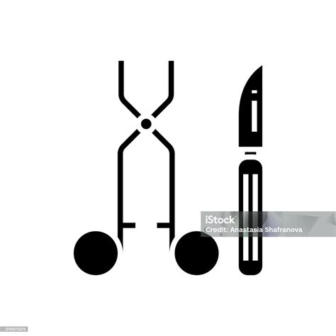수술 도구 검은 색 아이콘 개념 그림 벡터 평면 기호 글리프 기호 0명에 대한 스톡 벡터 아트 및 기타 이미지 0명 가위 개념 Istock