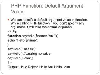 Functions In PHP Pptx