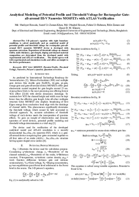 Pdf Analytical Modeling Of Potential Profile And Threshold Voltage