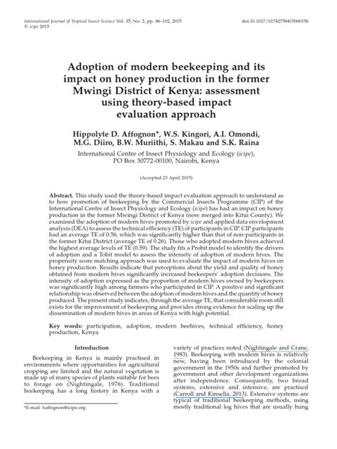 Adoption Of Modern Beekeeping And Its Pdf Beekeeping Beehive