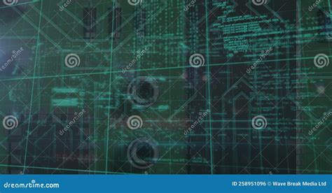 Composite Of Programming Language With Grid Pattern Against Ports Of