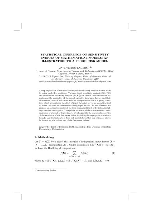 Pdf Statistical Inference On Sensitivity Indices Of Mathematical
