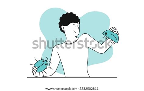 Man Found Bug Code Concept Illustration Stock Illustration 2232502811 Shutterstock