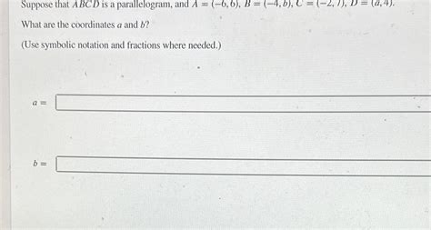 Solved Suppose That Abcd Is A Parallelogram And