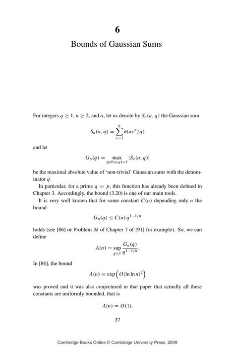 Bounds Of Gaussian Sums Chapter 6 Character Sums With Exponential Functions And Their
