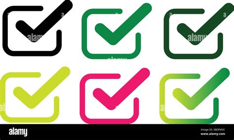 Colorful Check Mark Icons Diverse Approval Symbols Variant Tick Mark Set Correct Status