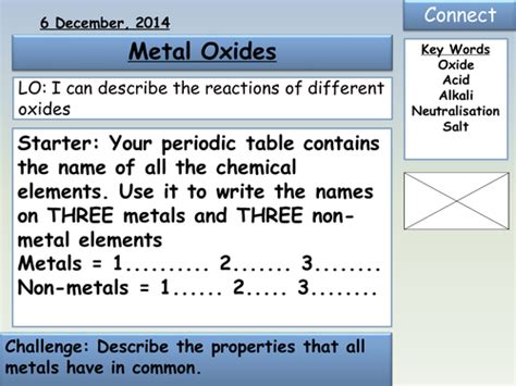 Metal And Non Metal Oxides Low Ability Teaching Resources