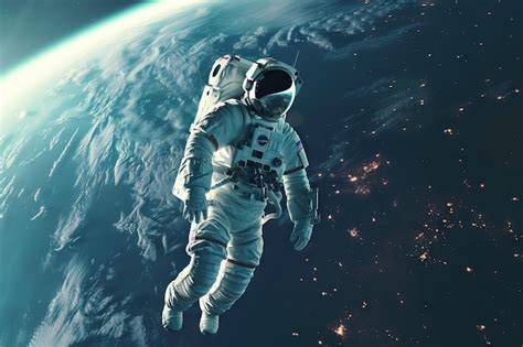 Premium Photo Astronaut Floating In The Stratosphere Near A Planet