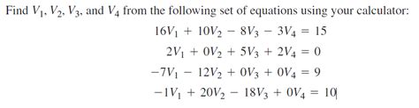 solved find v1 v2 v3 and v4 from the following set of