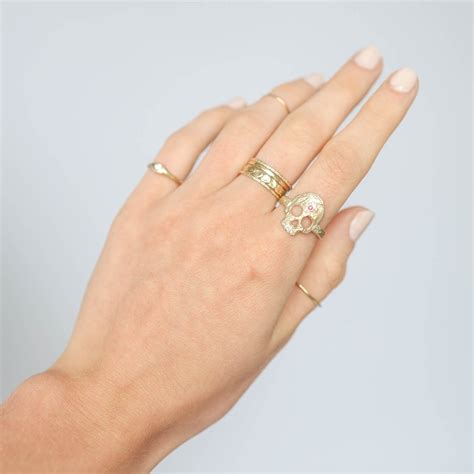 Skull With Princess Cut Ruby Ring Kinship Station