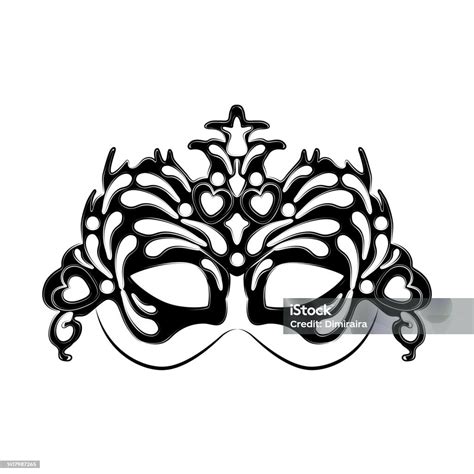 흑백의 빈티지 파티 마스크 라인 아트 스타일의 아름다운 베네치아 카니발 마스크 축제 초대장 배너 인사말 카드 색칠 공부 책을위한 가면 마디 스케치 그리기 Theatrical