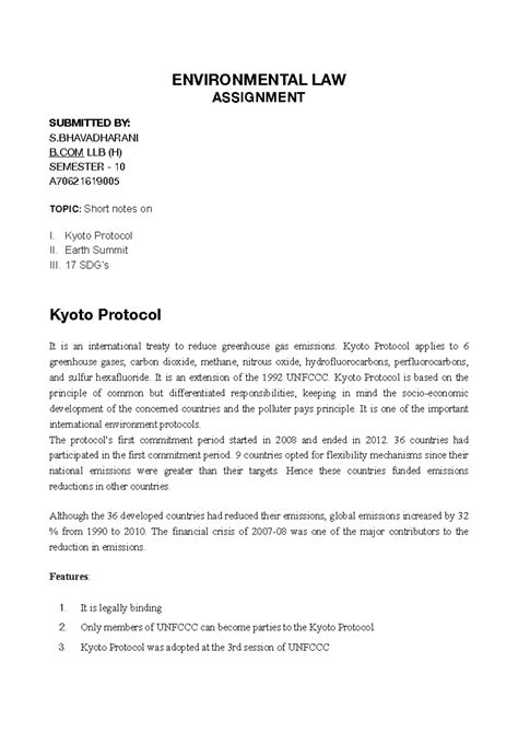 Environmental Law Assignment Environmental Law Assignment Submitted By S B Llb H Semester