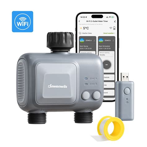 Wifi Sprinkler Timer 2 Zone Automatic Irrigation System App Control Rain Delay And Manual