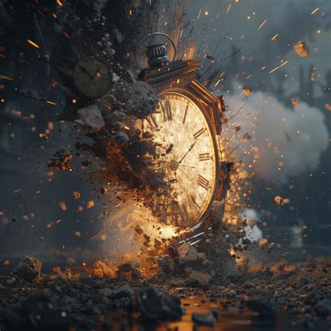 Premium Photo A Clock Is Exploding In Slow Motion Epic Artwork