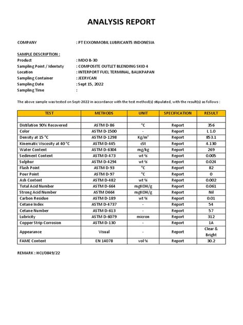 Analysis Report Pdf Materials Chemical Substances
