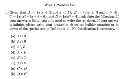 solved week 1 problem set 1 given that a {x x € z and x