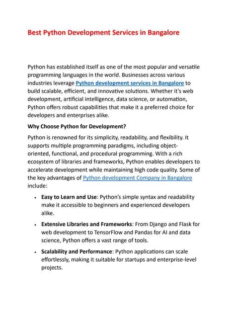 Best Python Development Services In Bangalore Pdf