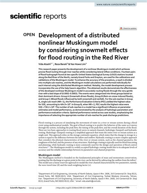 Pdf Development Of A Distributed Nonlinear Muskingum Model By Considering Snowmelt Effects For