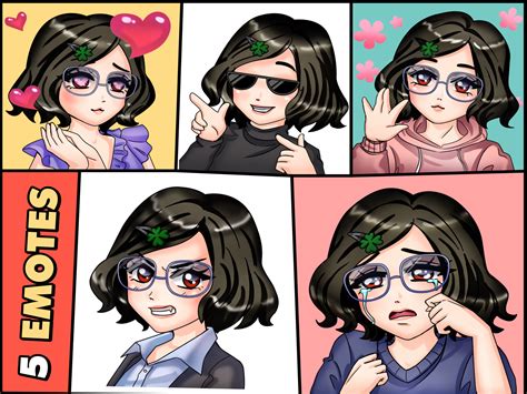 Black Bob Hairstyle Glasses Emotes Graphic By Fromporto · Creative