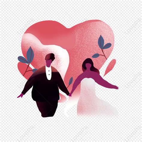 Flat Style Illustrations Of Couples At Weddings Heart White Couple