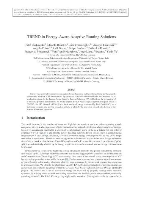 Pdf Trend In Energy Aware Adaptive Routing Solutions