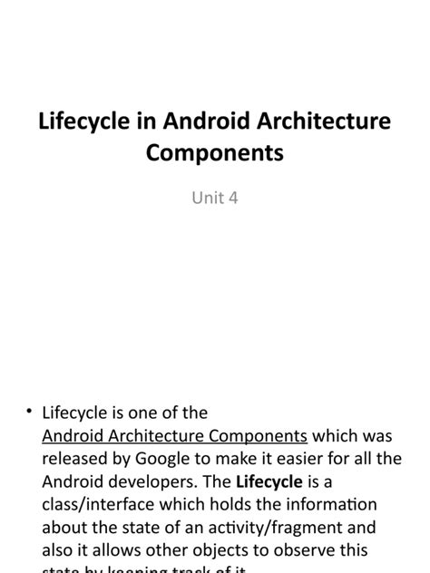 lifecycle in android architecture pdf android operating system
