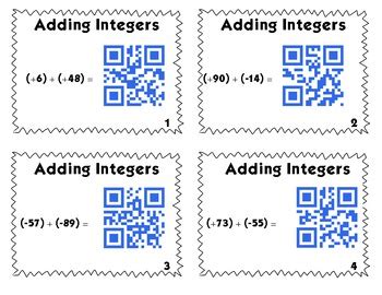 QR Code Task Cards Bundle Pack Integers By Mrs Lyon TpT