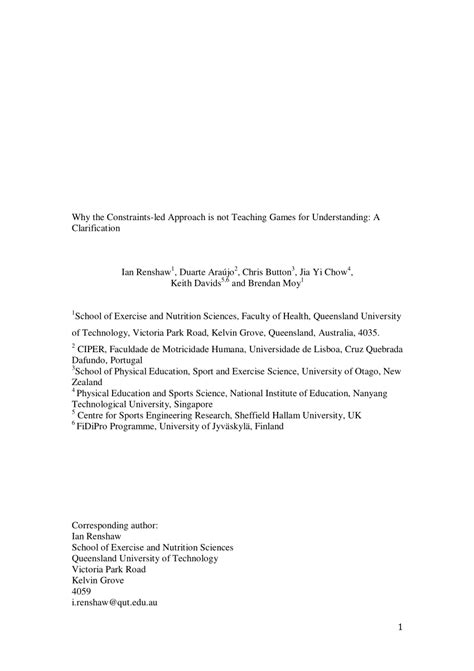 Pdf Why The Constraints Led Approach Is Not Teaching Games For
