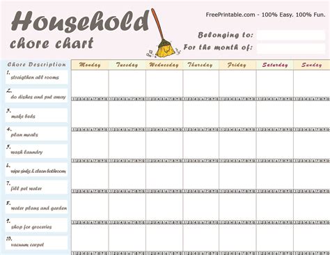 Chore Chart For Adults Templates At Luellatemplates