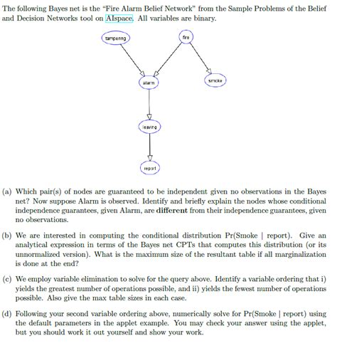 The Following Bayes Net Is The Fire Alarm Belief Chegg