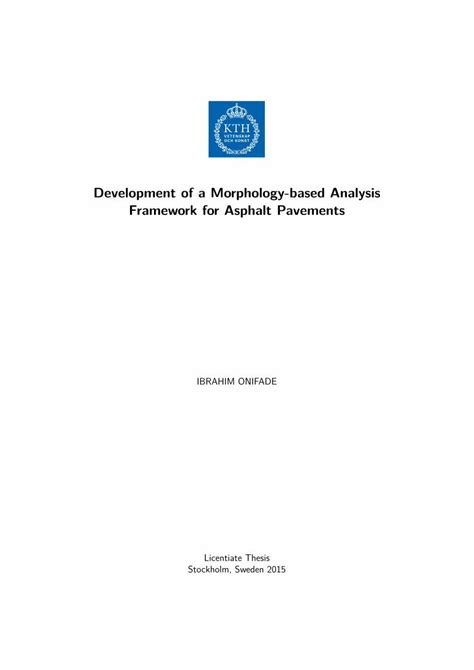 pdf development of a morphology based analysis framework for kth