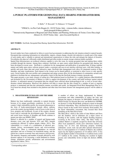 Pdf A Public Platform For Geospatial Data Sharing For Disaster Risk