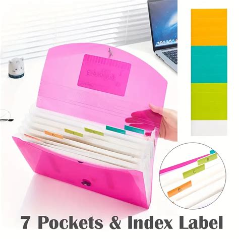 Expanding File Folder 7 Pockets Translucent A4 Letter Size Temu