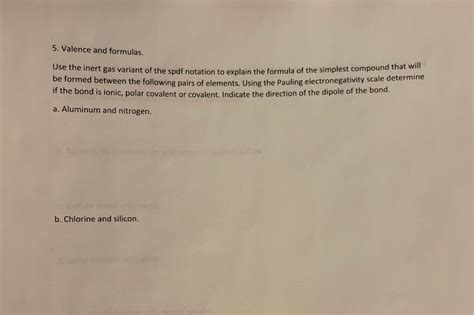 Solved 5 Valence And Formulas Use The Inert Gas Variant Of