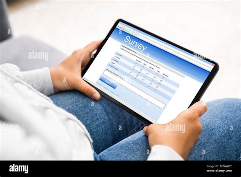 Filling Online Survey Form Adult Feedback Rating Stock Photo Alamy