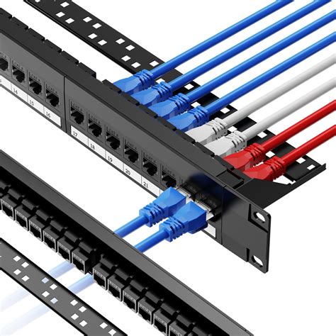 CableGeeker Patch Panel 24 Port Cat6 With Inline Coupler 10G Support 1U Network Patch Panel UTP