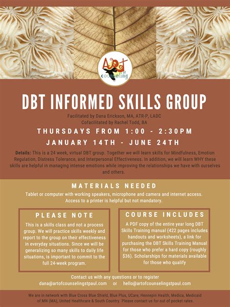 DBT Informed Skills Group: Starting January 14th, 2020 – Art of Counseling