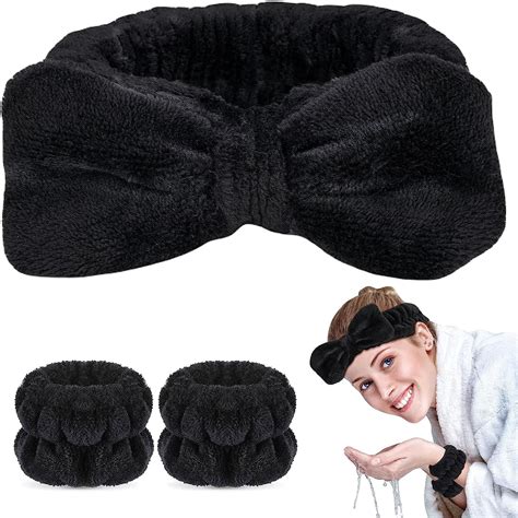 Celosia 3pcs Makeup Headband And Wristband Set Skincare