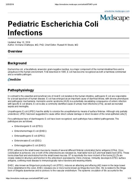 Pediatric Escherichia Coli Infections Pdf Urinary Tract Infection Escherichia Coli
