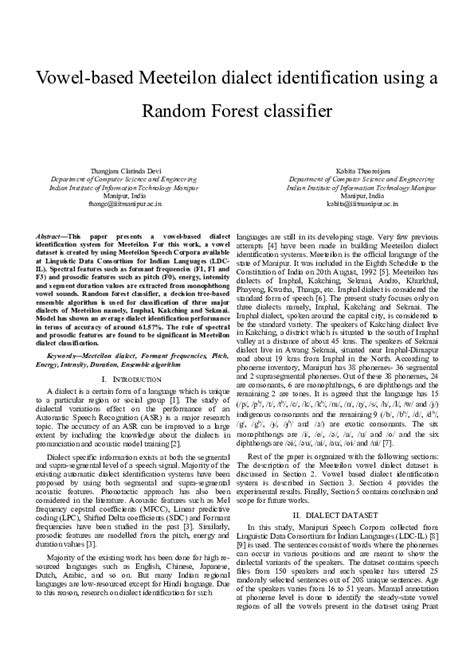 pdf vowel based meeteilon dialect identification using a random