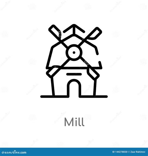 Outline Mill Vector Icon Isolated Black Simple Line Element Illustration From Wild West Concept