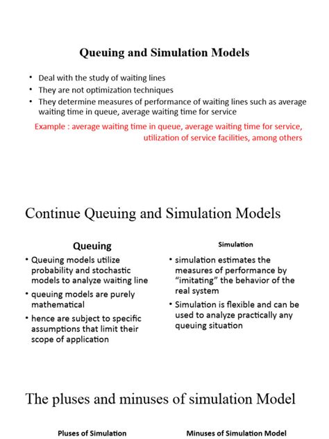 queuing simulation models pdf